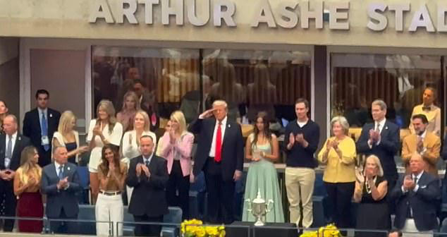 Who's who in Trump's US Open box? President is flanked by beaming ...