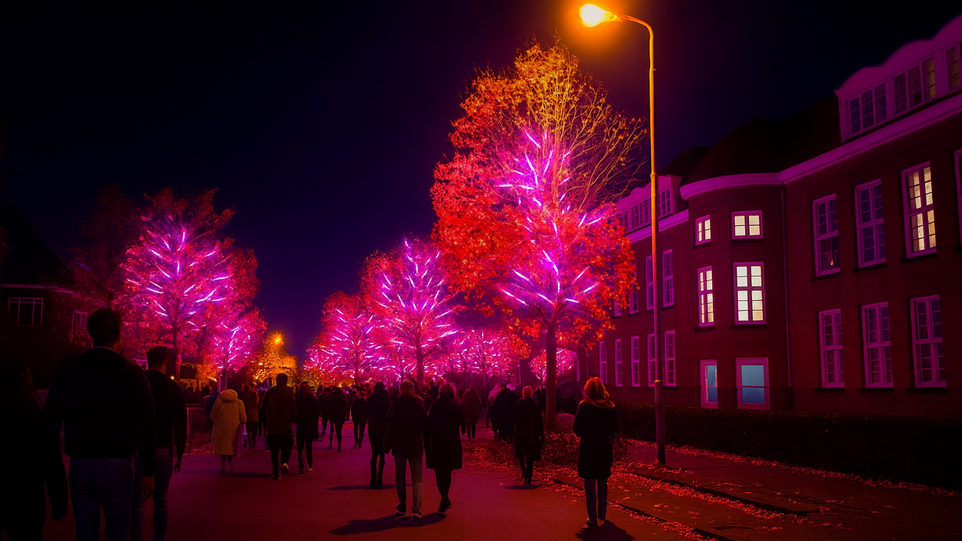 Eindhoven at Night – GLOW Light Art Festival Walking Tour (4K)