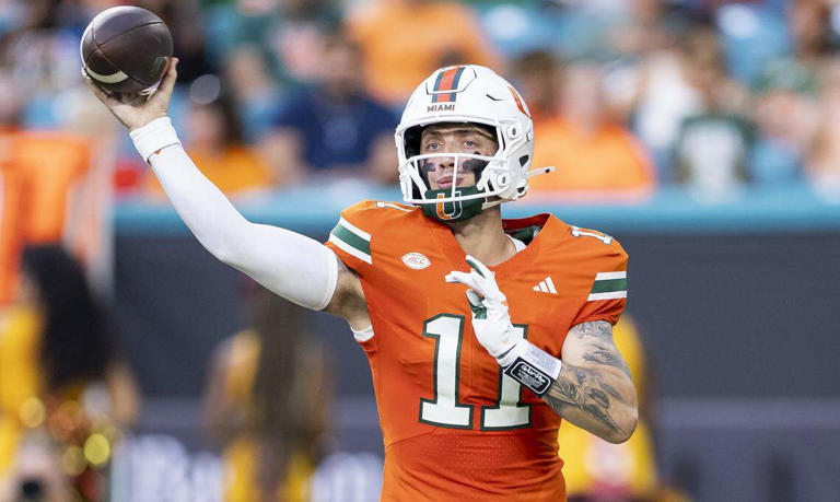 Miami Hurricanes' Carson Beck is a fan of USF's Byrum Brown. Just not ...