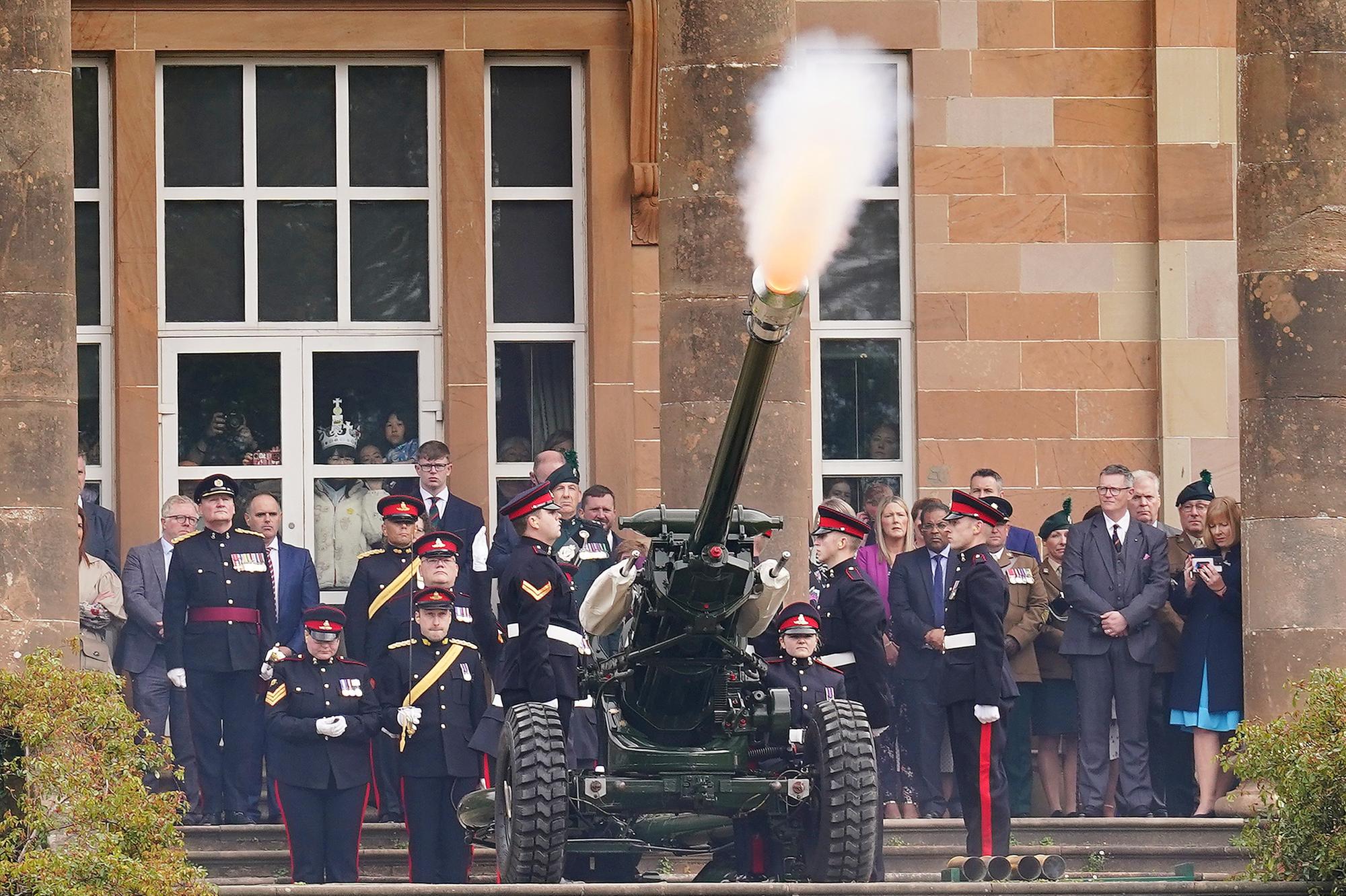 Royal Gun Salute at Royal School Armagh to mark the Accession of King ...