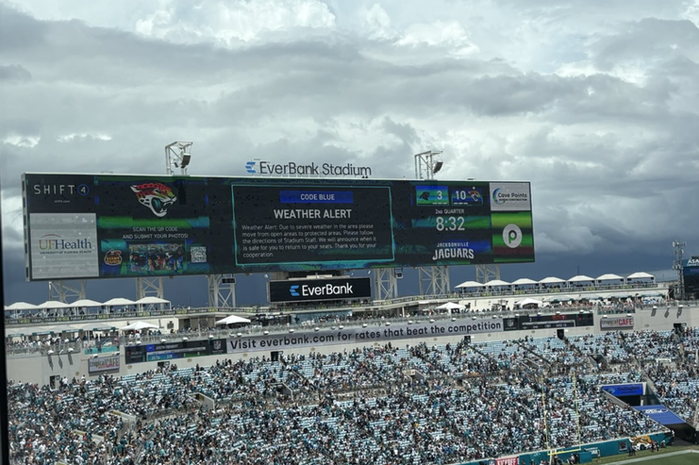 Panthers-Jaguars abruptly suspended in second quarter as fans told to ...