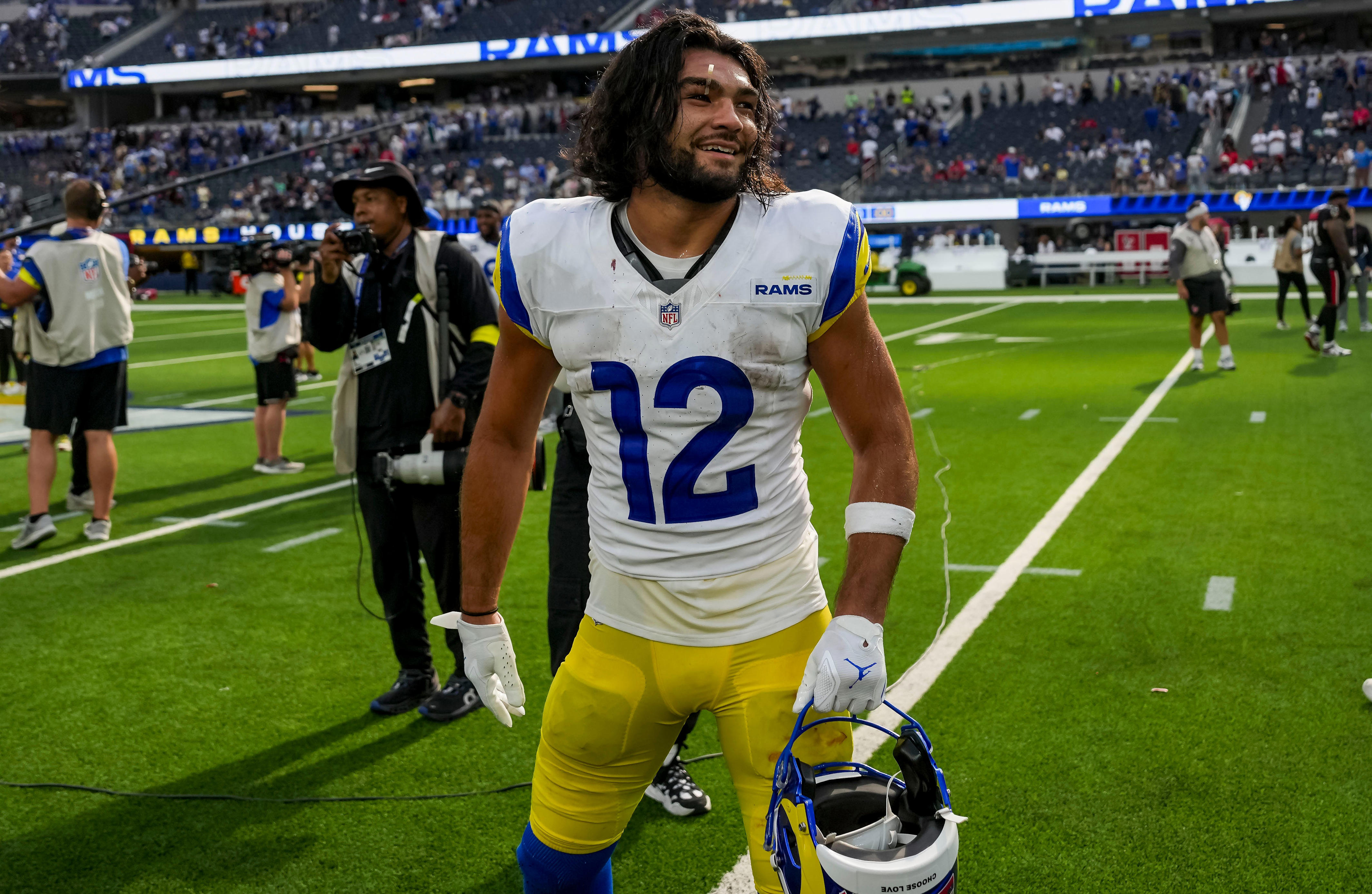 Puka Nacua had a great quote about being bloodied by big hit vs. Texans