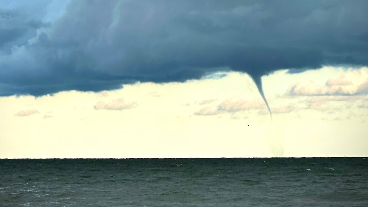 An outbreak of waterspouts dotted the Great Lakes on Sunday