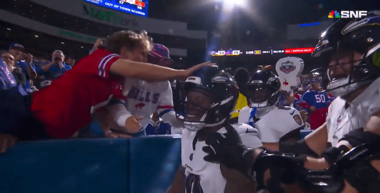 Lamar Jackson gets into wild skirmish with Bills fan after DeAndre Hopkins’ one-handed TD