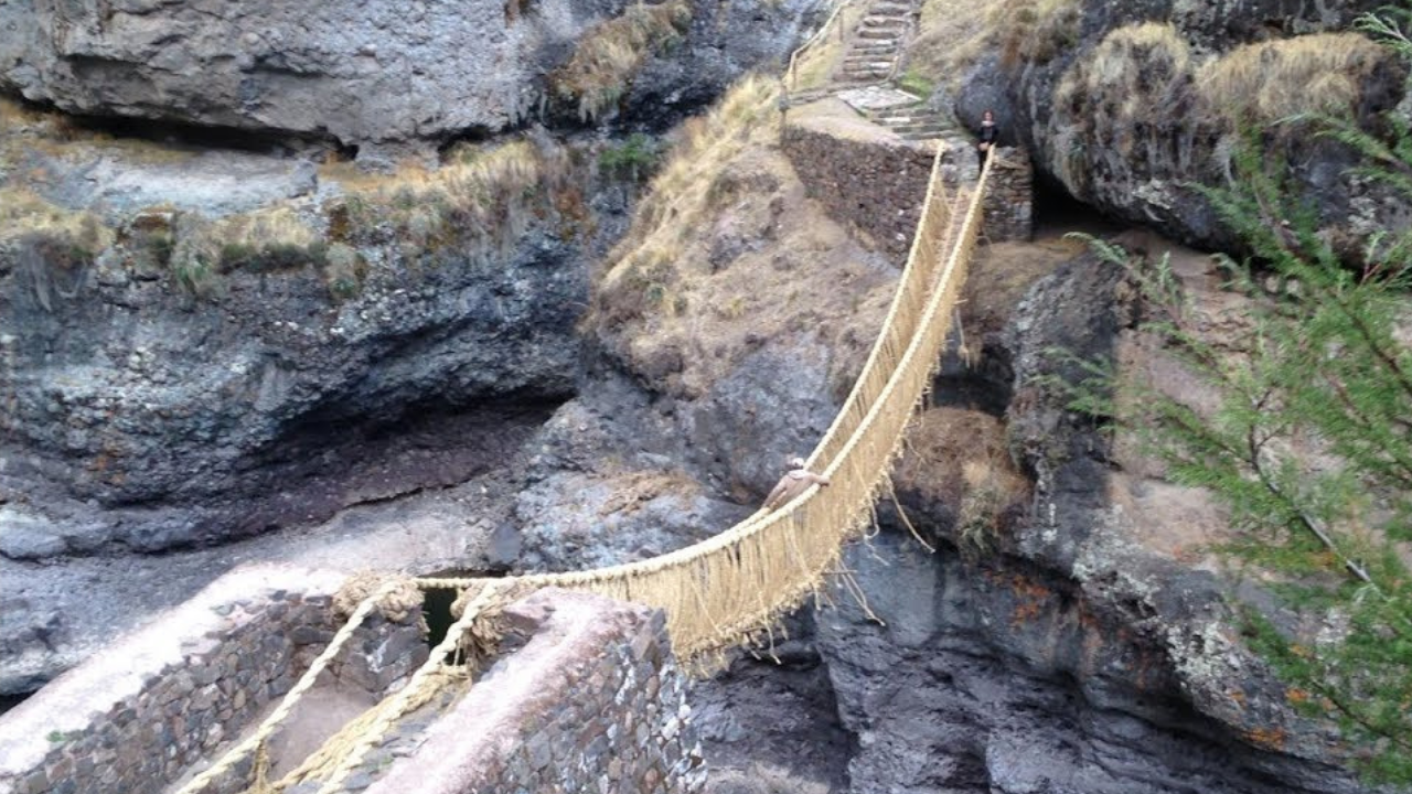 The Last Inca Rope Bridge In The Highlands Of Peru: Qeshwachaqa
