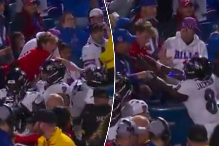 Lamar Jackson gets into wild skirmish with Bills fan after DeAndre ...