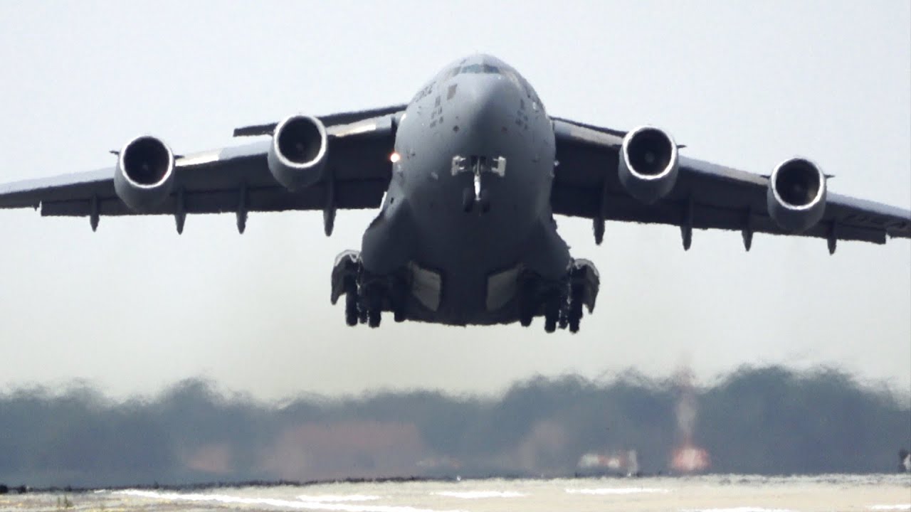 No Runway Left – C 17 Heavy Jet Powers Into the Sky at RAF Lakenheath