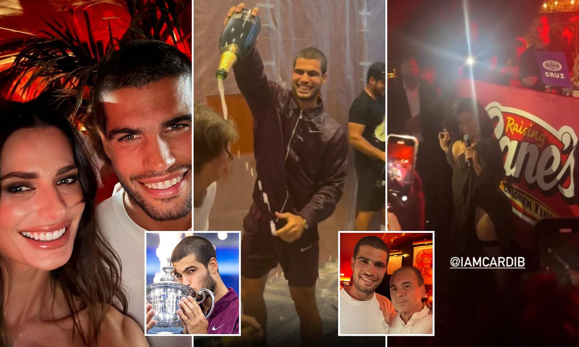 Champagne-soaked Carlos Alcaraz parties with models at Taylor Swift's ...