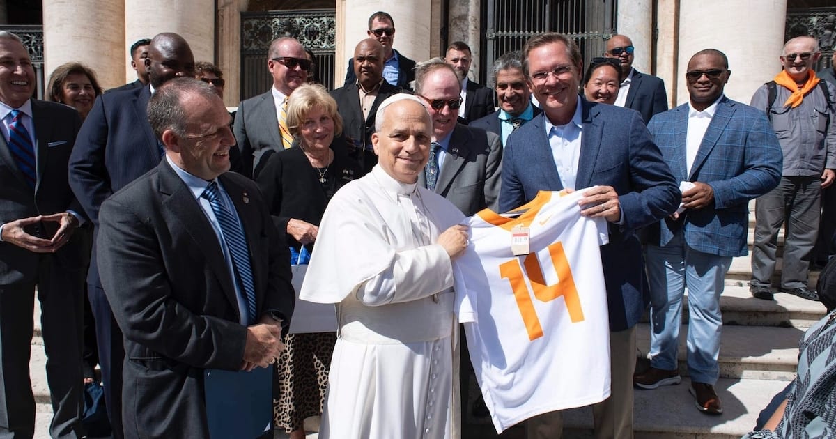 Pope Leo XIV presented with personalized Tennessee football jersey at ...