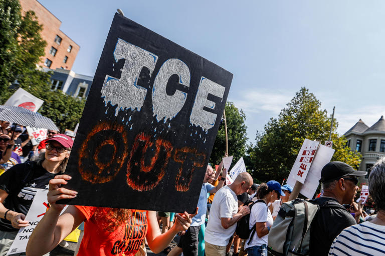 Trump Protests in Washington DC, Chicago Condemn National Guard, ICE ...