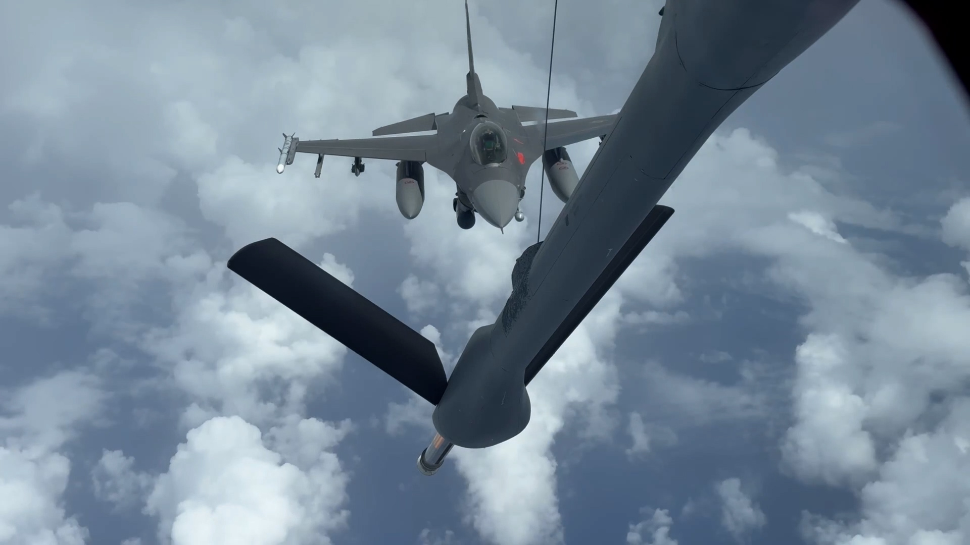 US Army Aerial Refueling of F-16 Fighter Jet