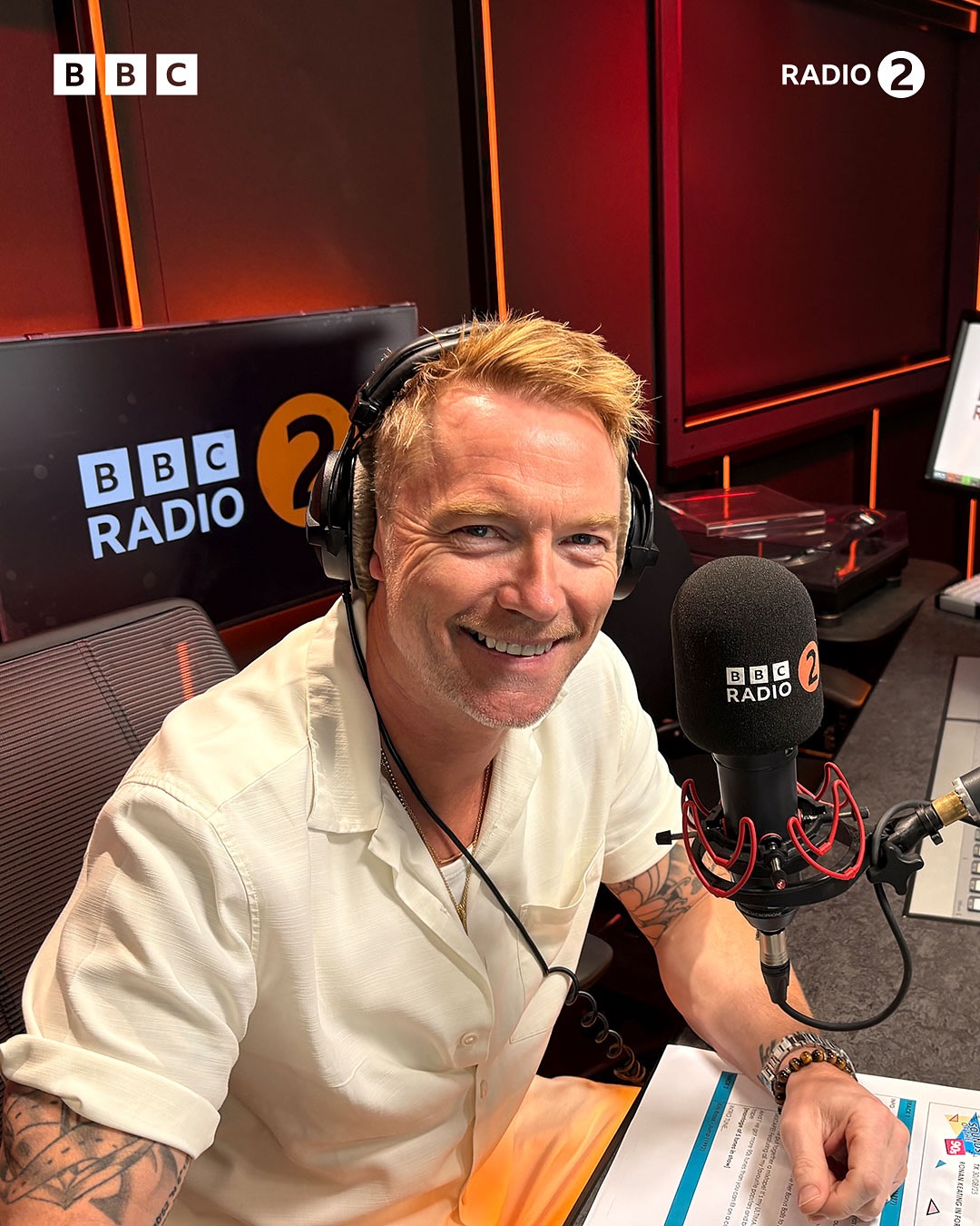 Ronan Keating welcomes Bryan Adams at BBC Radio 2 in the Park