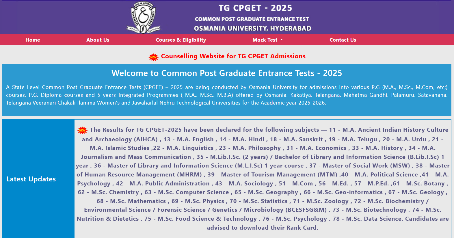 TG CPGET 2025: TGCHE Declared TS CPGET Rank Card at cpget.tgche.ac.in ...