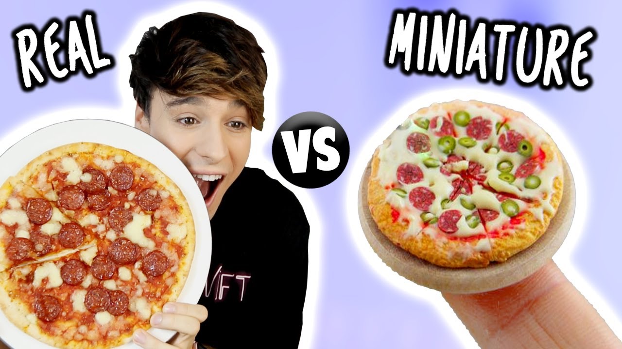 Mini food vs real food challenge pizza taco dorayaki