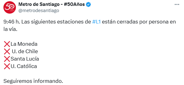 Metro informa el cierre de estaciones de la Línea 1: revisa cuáles son
