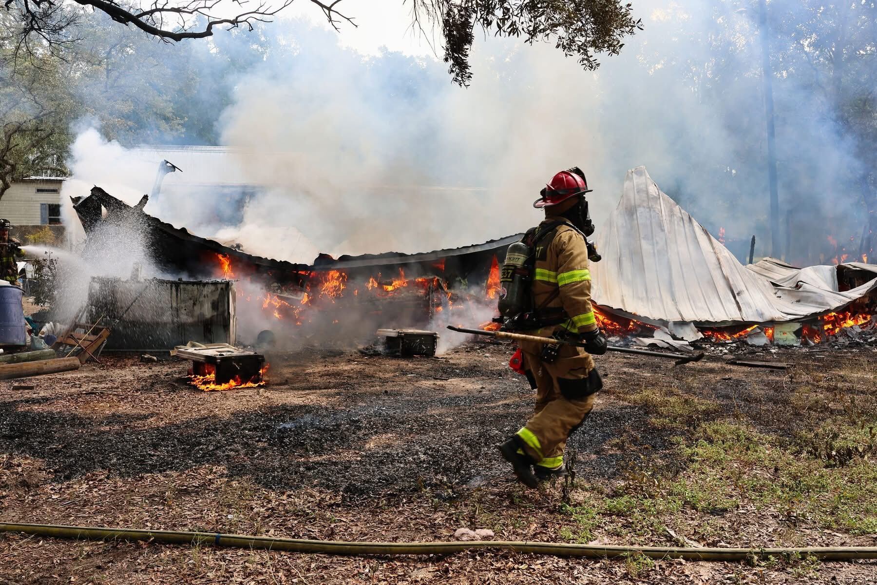 Two firefighters treated following mobile home fire in our area