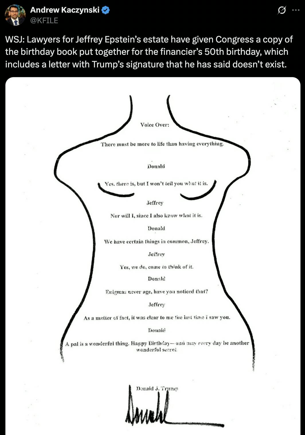 That Signature in Epstein Birthday Letter Sure Looks Like Trump’s