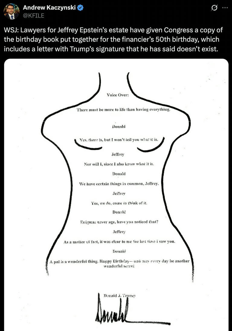 That Signature in Epstein Birthday Letter Sure Looks Like Trump’s