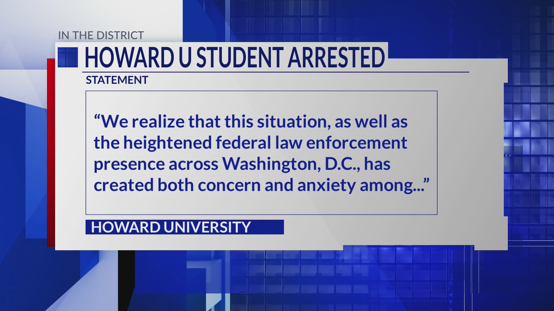 Howard University Student Arrested in NW DC