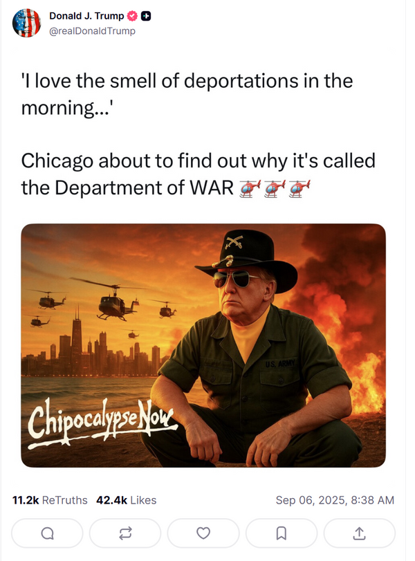 Trump posted meme about Chicago that said, 'I love the smell of ...