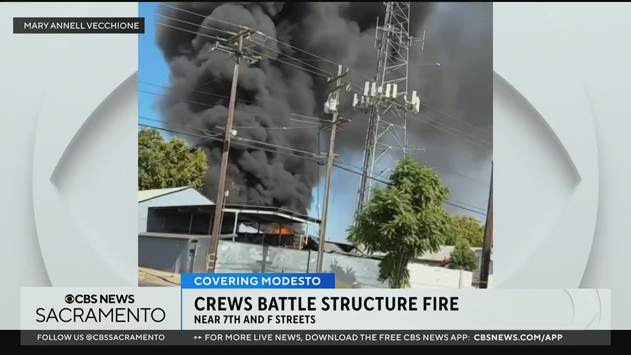 Crews battle fire at abandoned auto shop in Modesto