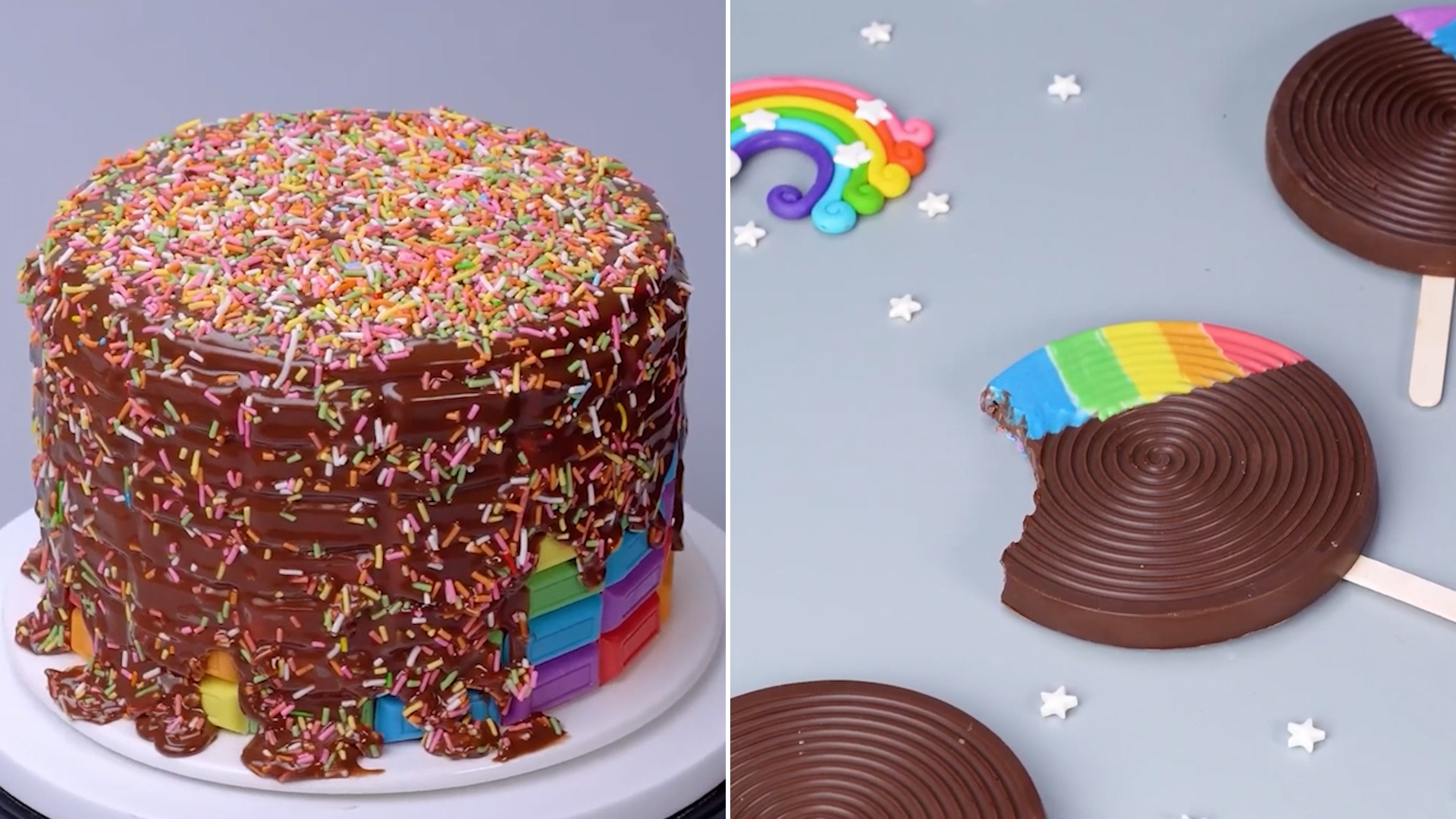 Rainbow Chocolate Cake and Chocolate Lollipops