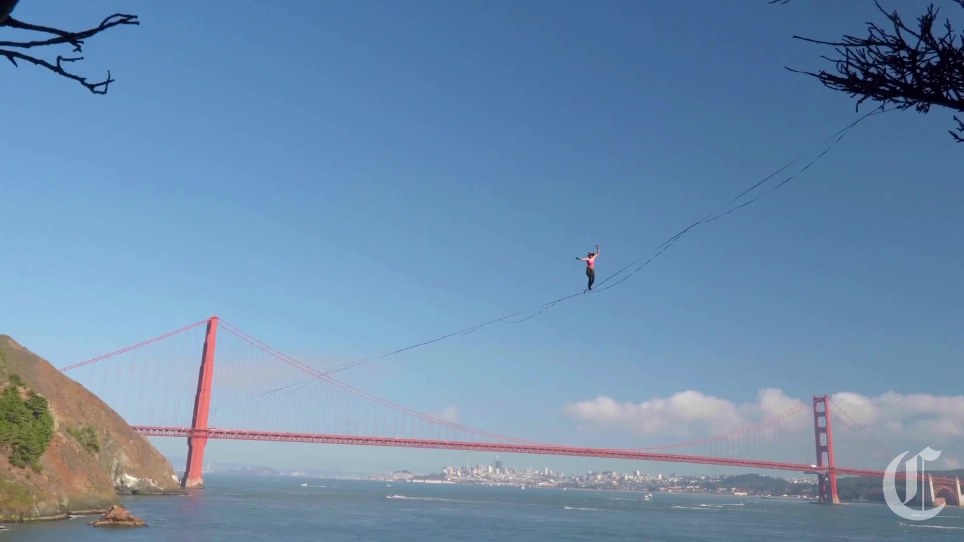 Highliners air walk 1,600 feet over the Golden Gate Bridge