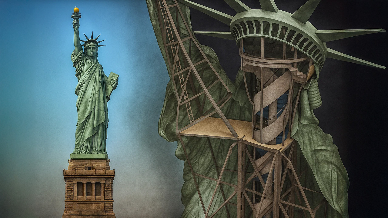 Exploring the interior of the Statue of Liberty