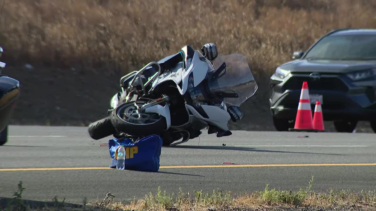 Tesla crashes into CHP motorcycle officer, ejecting him from bike ...