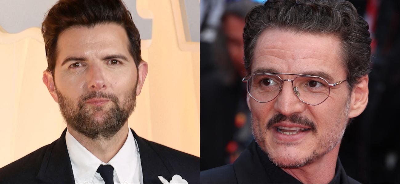 Adam Scott Freezes Out Pedro Pascal’s Hug In Tense Red Carpet Clip