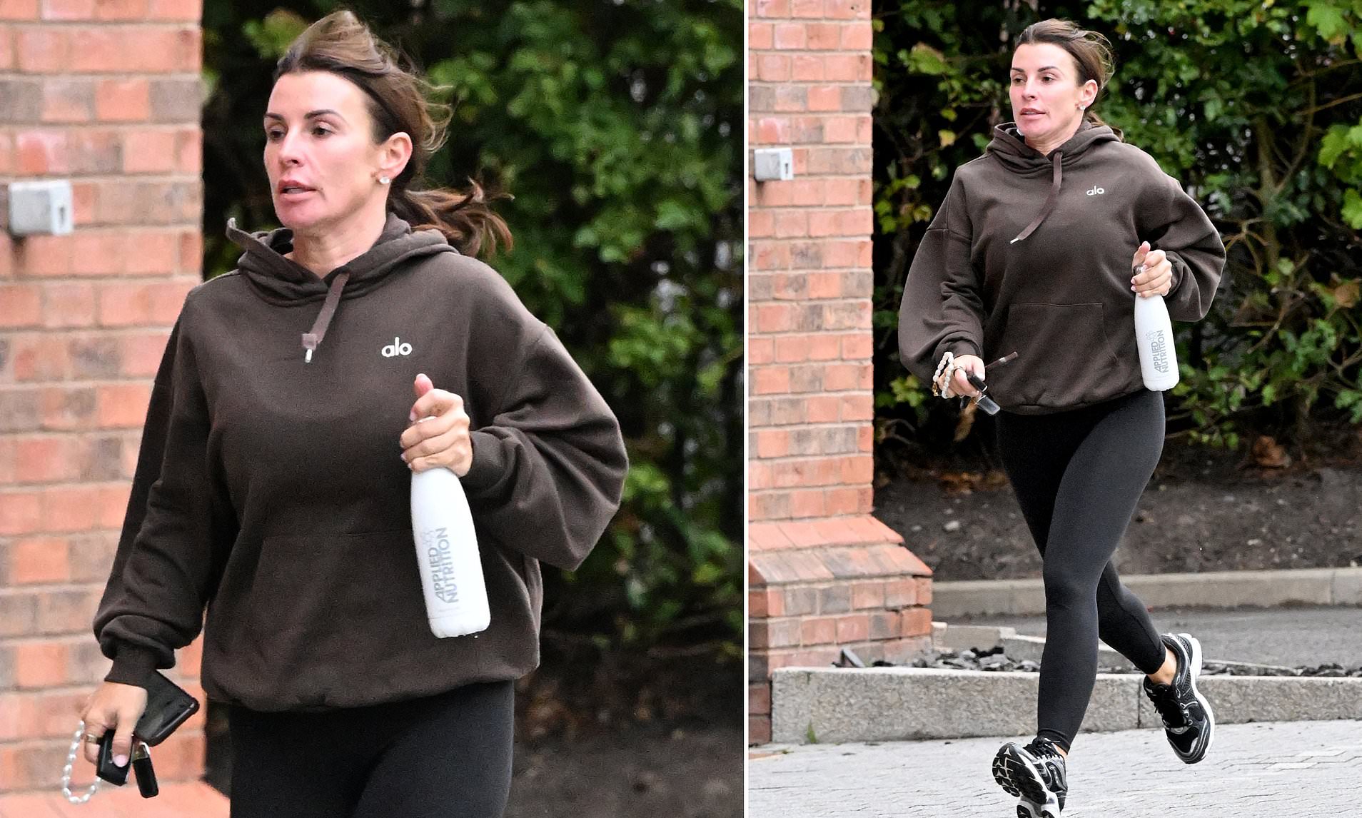 Coleen Rooney sprints to the gym in workout gear following her NTAs success