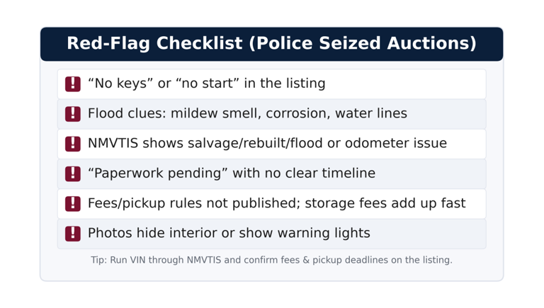 Police Seized Vehicle Auctions: How You Find a Real Deal