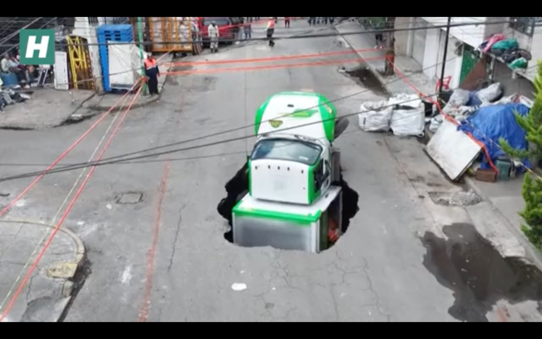 WATCH: Sinkhole Swallows Soda Delivery Truck In Mexico City
