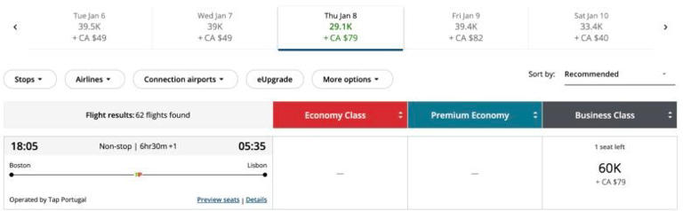 [Award Alert] Business Class Availability to Portugal From 60K Points