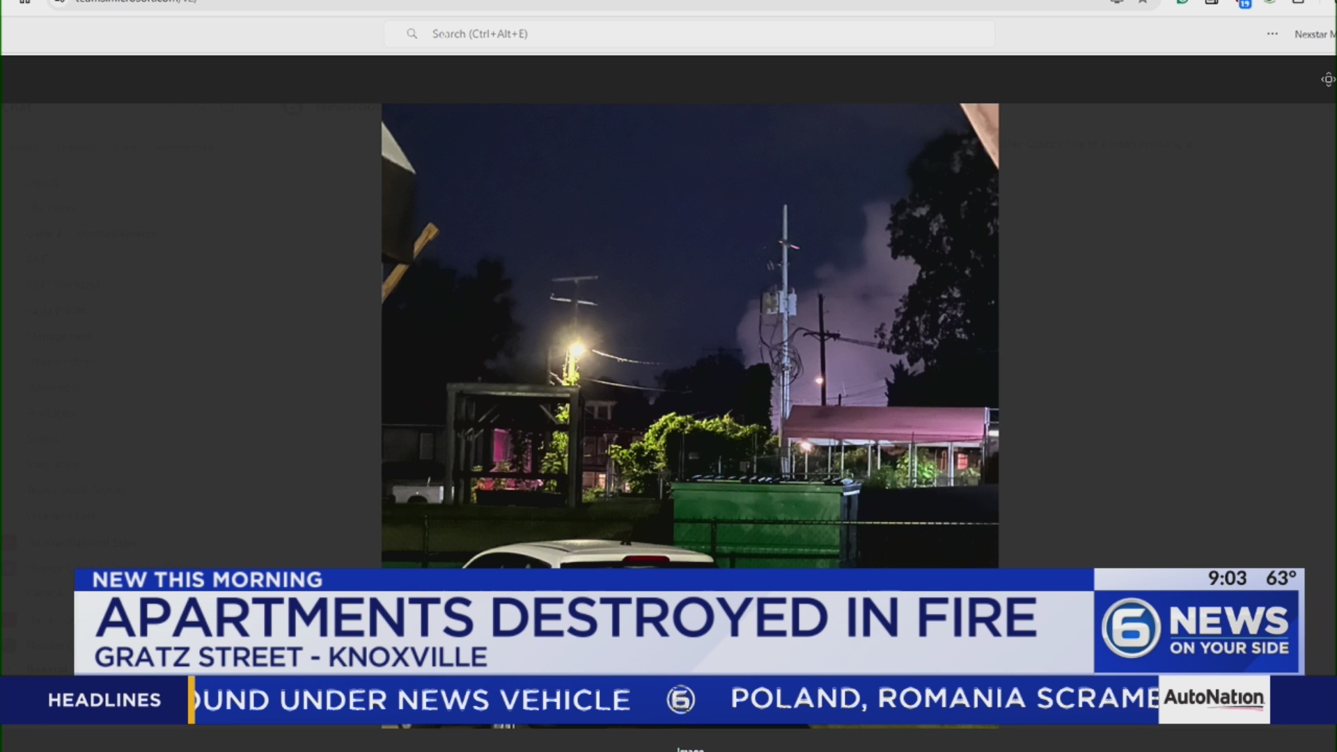 KFD extinguishes ‘fully involved’ fire near WATE studio