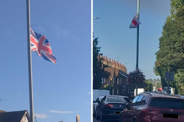 Another area filled with flags on lampposts overnight