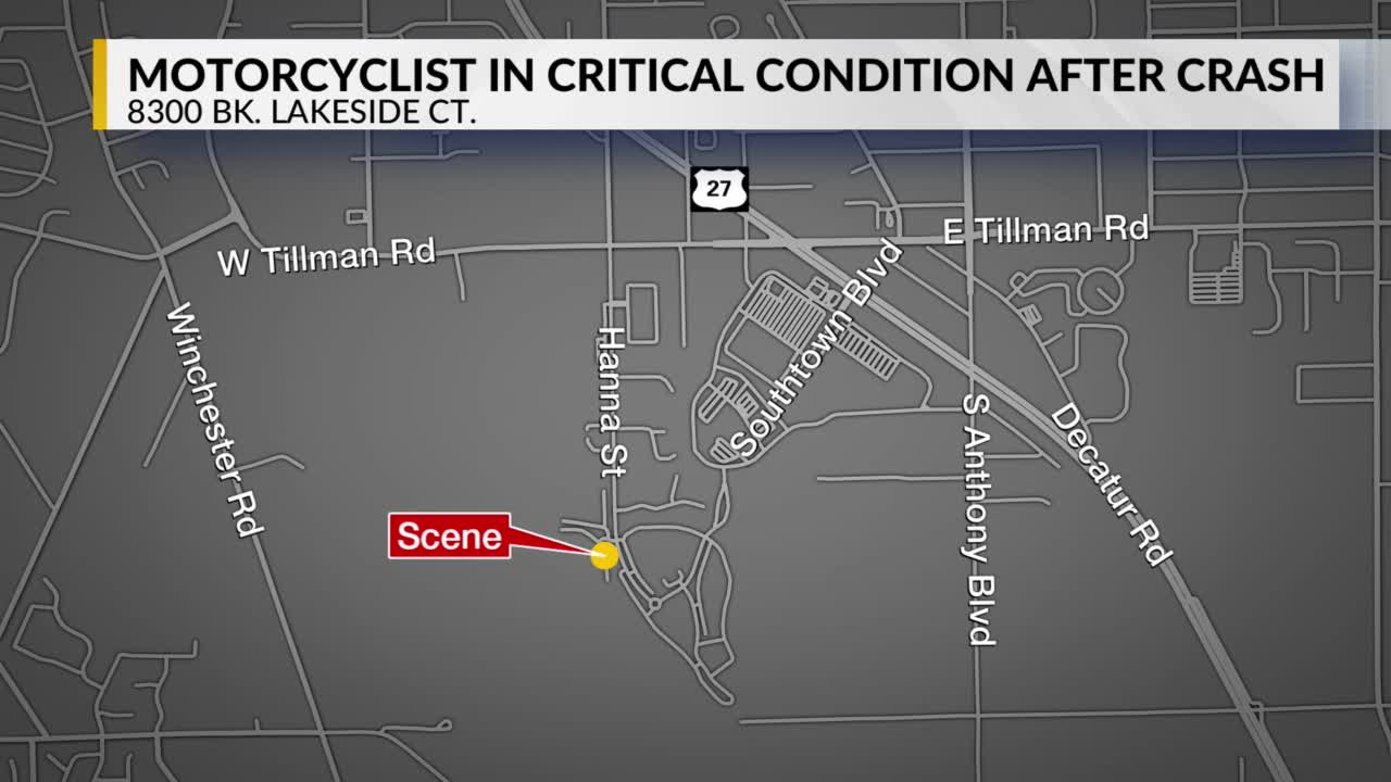 Rider critically hurt in motorcycle crash