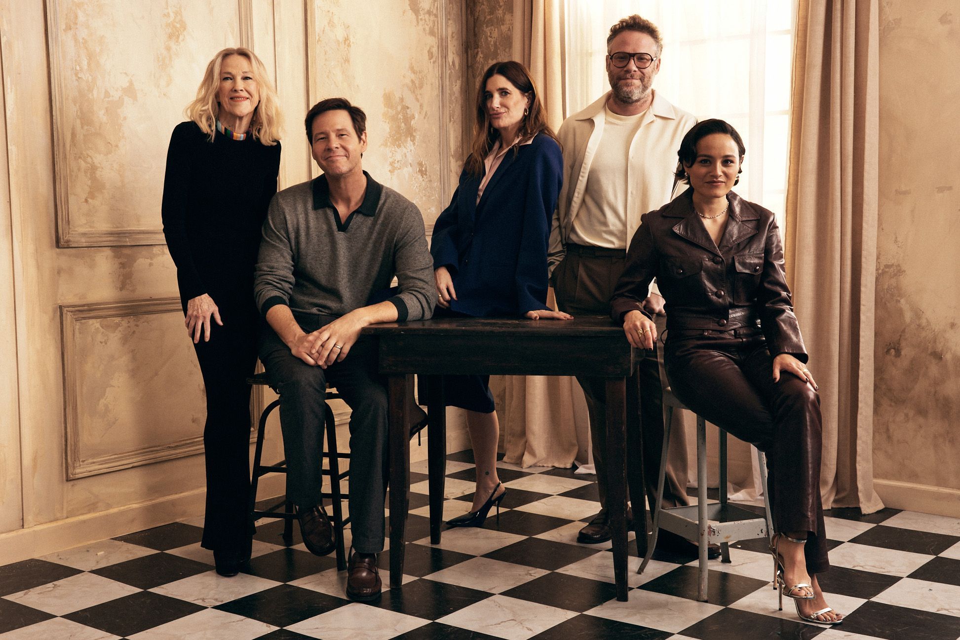 The studio cast in and out of character