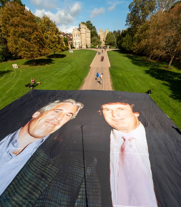Trump to be welcomed by giant Epstein banner outside Windsor Castle