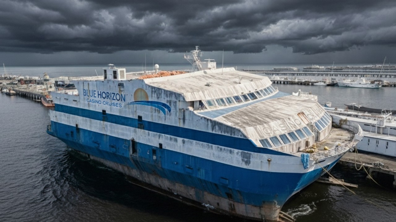 The abandoned casino ghost ship (money still inside) stuck in Florida's sea