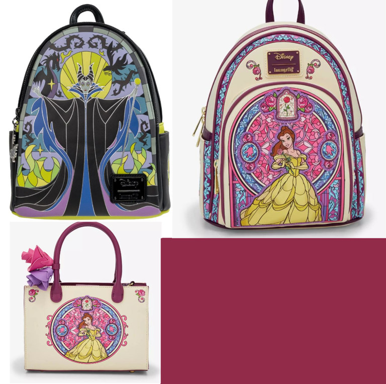 Loungefly Disney Maleficent and Belle Stained Glass Mini Backpacks ...