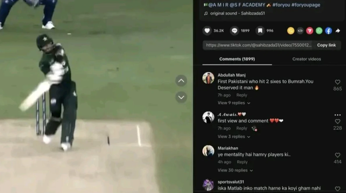 Sahibzada Farhan Draws Criticism Over TikTok Post of His 40 off 44 Balls Knock Against India