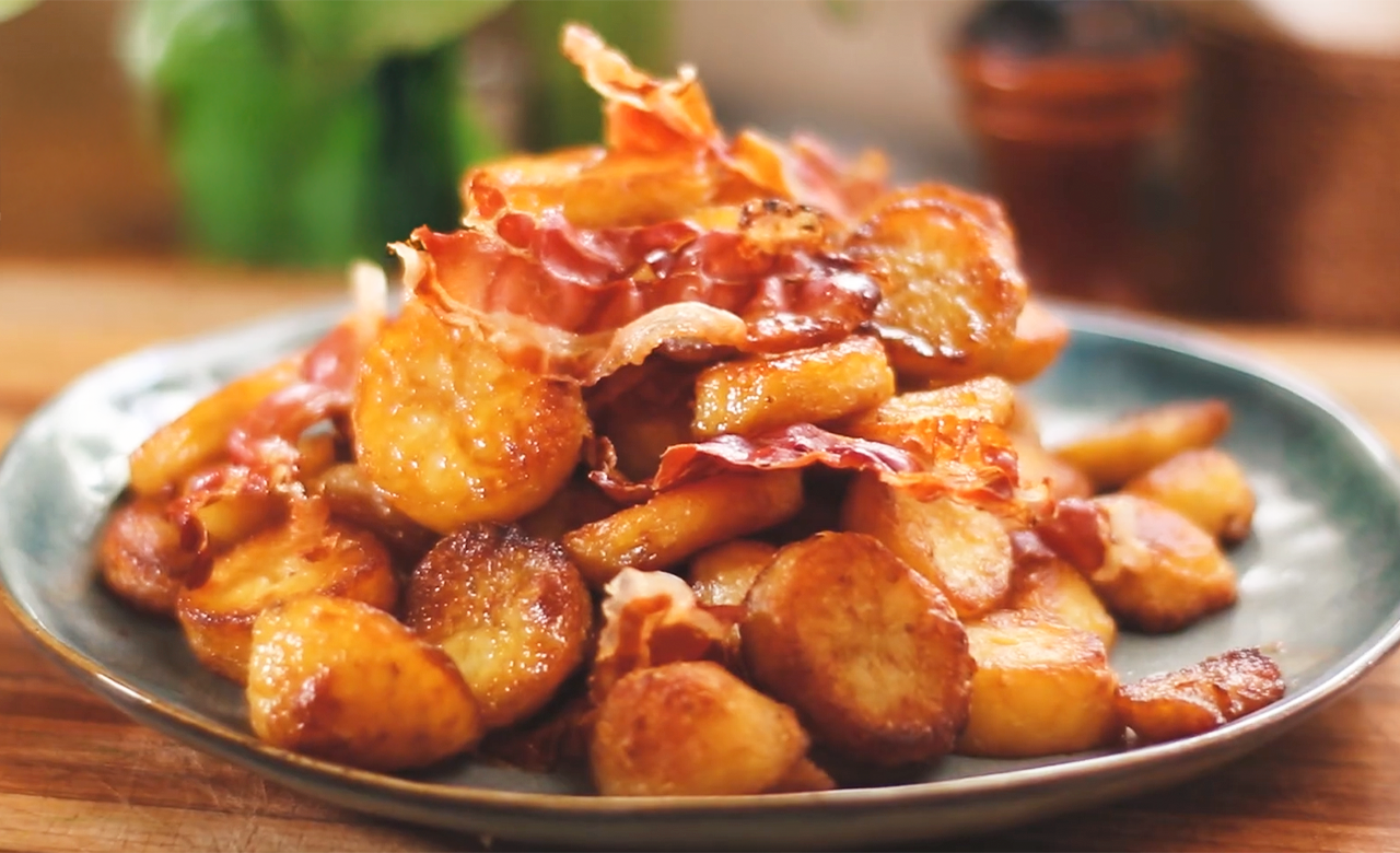 Best Crispy Roast Potatoes with Pancetta, Garlic and Herbs