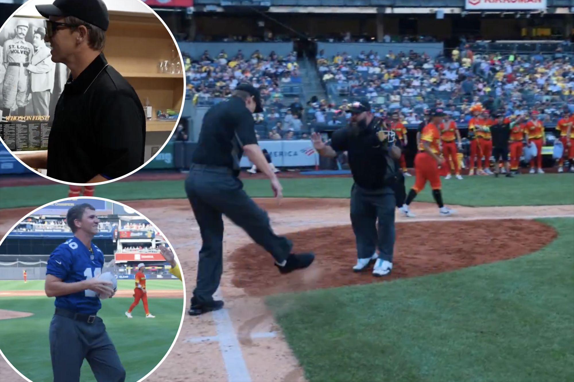 Watch Eli Manning’s surprise appearance at Savannah Bananas game after ...