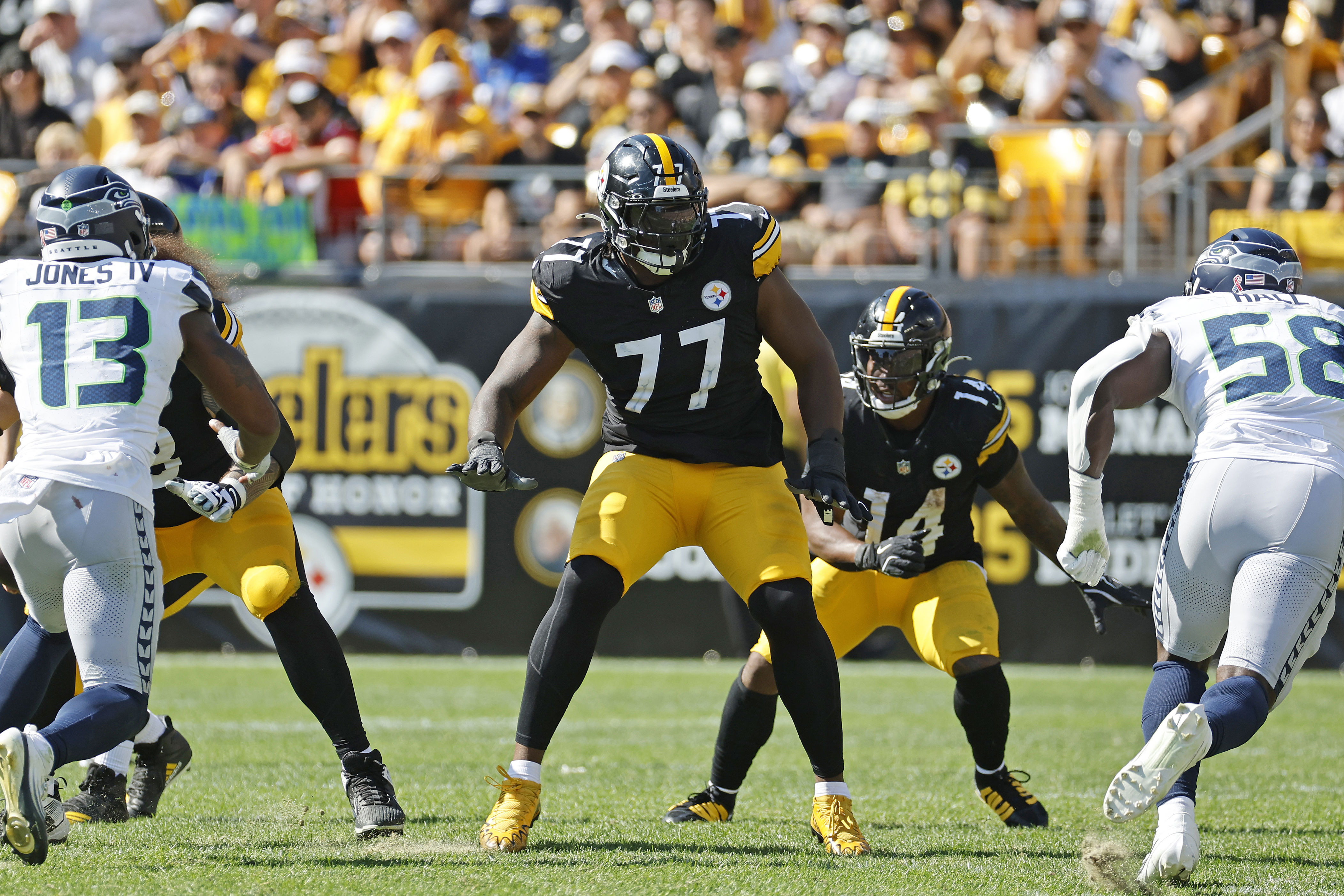 Broderick Jones acknowledges Steelers offensive line struggles, still ...