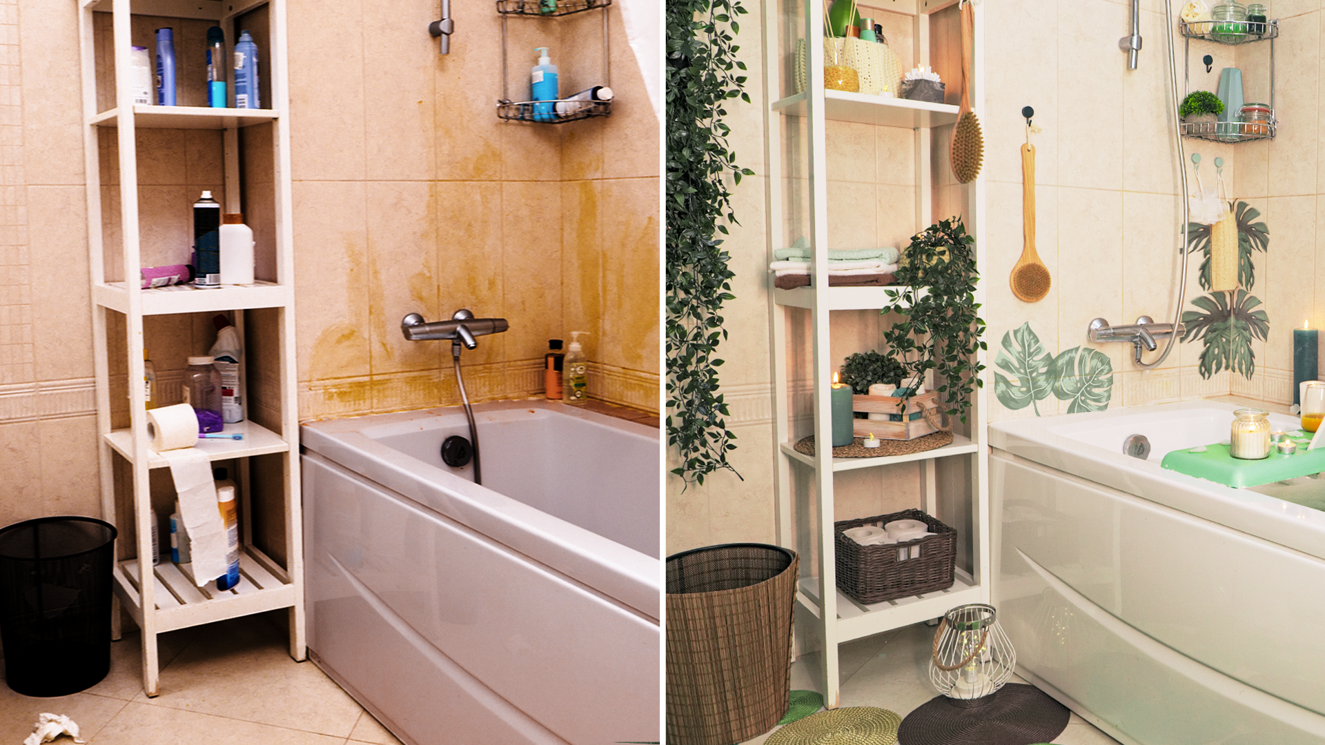 This girl transformed a bathroom for $40! Biophilic design bathroom