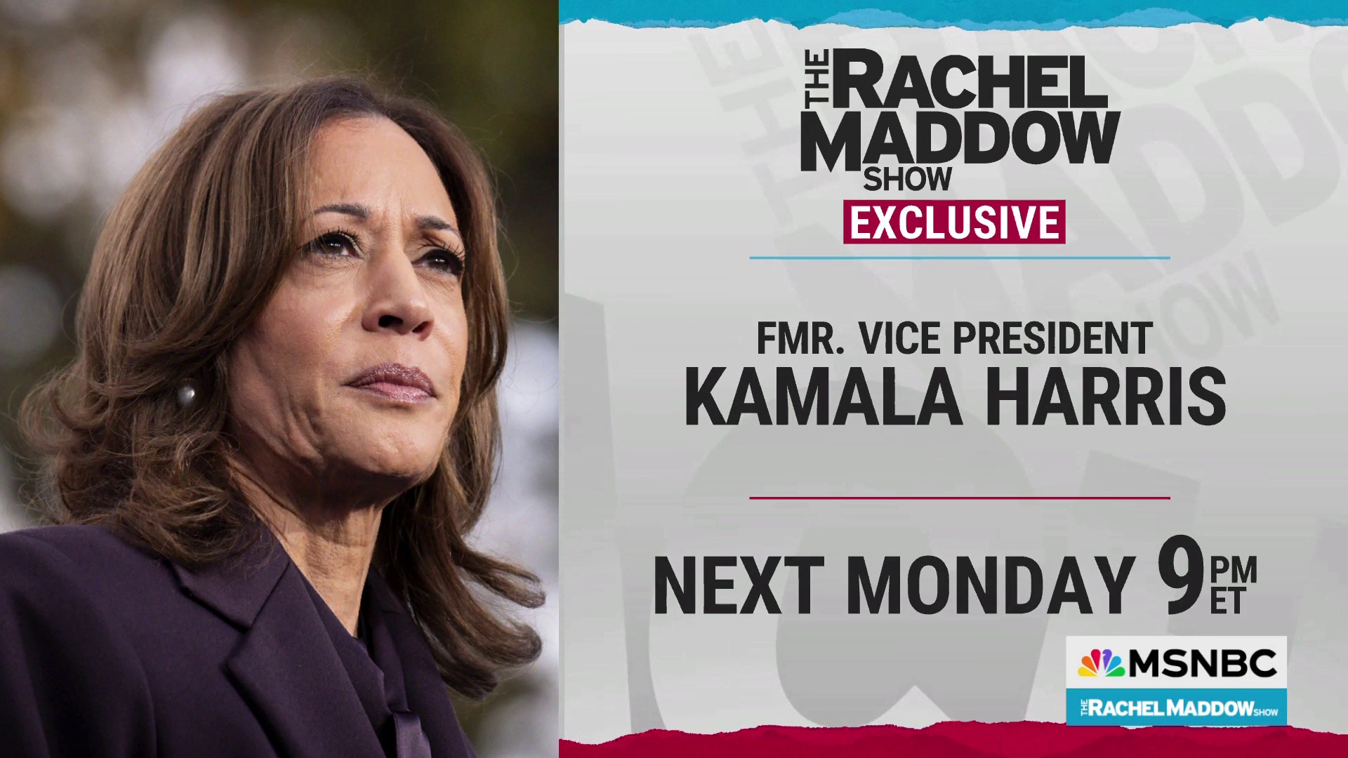 Kamala Harris will be Rachel Maddow's guest on Monday, Sept. 22