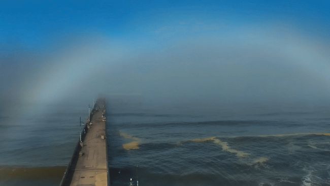 Incredible Fogbow Appears Over Pier in Bay Area