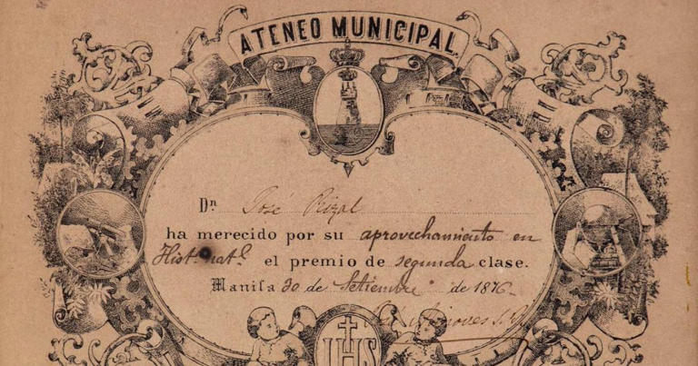 LOOK: Jose Rizal's Ateneo report card up for grabs starting at P350,000