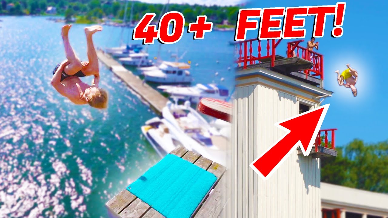 Flipping from 12 Meter High Towers!